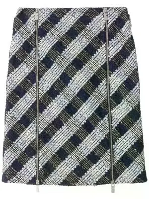 Burberry Check Tweed Skirt - Blue