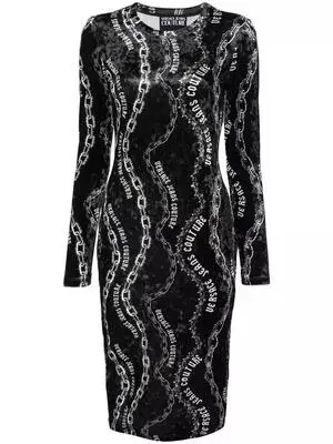 Versace Chain Couture-print Midi Dress