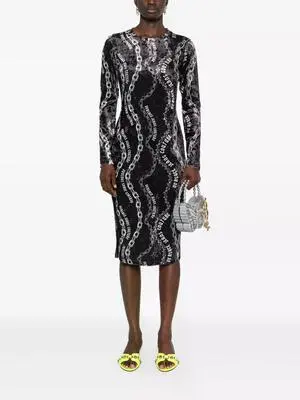 Versace Chain Couture-print Midi Dress