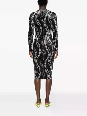 Versace Chain Couture-print Midi Dress