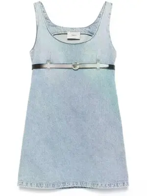 Coperni Belted Denim Mini Dress - Blue