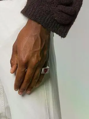 PARTS OF FOUR Plate Single Ring With Ruby Accents