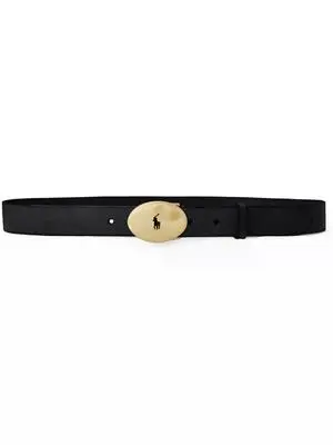 Polo Ralph Lauren Polo Pony Oval-buckle Vachetta Belt - Black