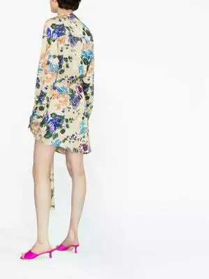 Off-White Floral-print Asymmetric Shirtdress