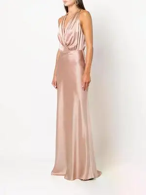 Michelle Mason Draped Halterneck Dress - Pink
