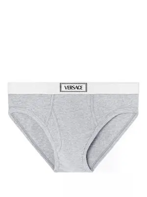 Versace Cotton Ribbed Briefs Grey