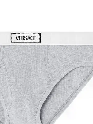 Versace Cotton Ribbed Briefs - Grey