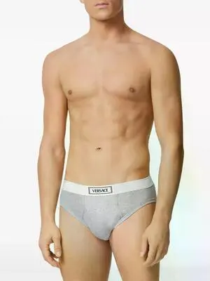 Versace Cotton Ribbed Briefs - Grey