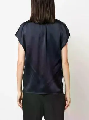 Vince Short-sleeve Silk Shirt - Blue