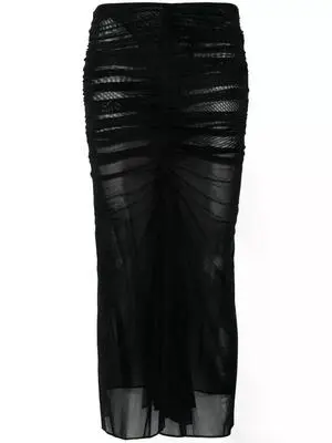 MUGLER Ruched Midi Skirt - Black
