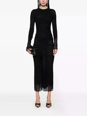 MUGLER Ruched Midi Skirt - Black