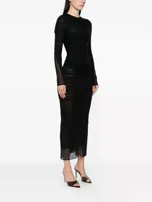 MUGLER Ruched Midi Skirt - Black