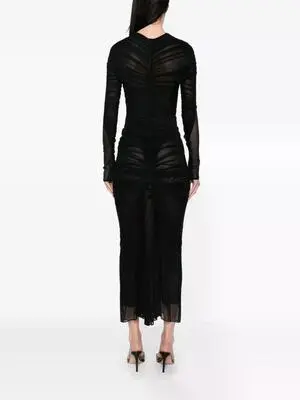 MUGLER Ruched Midi Skirt - Black