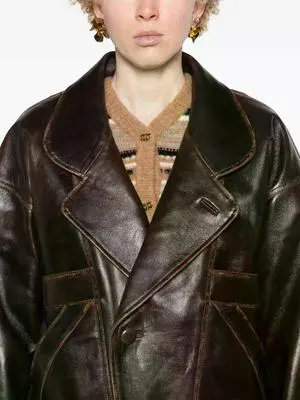 Sandro Oversized Lambskin Leather Jacket With Suit-style Lapel Collar