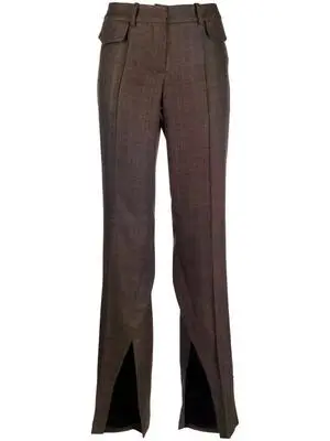 THE MANNEI Newport Pleated Flared Trousers - Brown