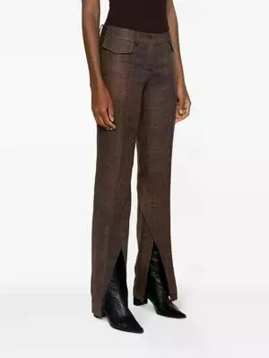 THE MANNEI Newport Pleated Flared Trousers - Brown