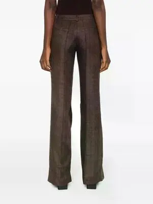 THE MANNEI Newport Pleated Flared Trousers - Brown