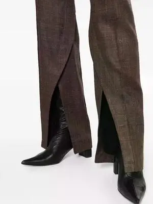 THE MANNEI Newport Pleated Flared Trousers - Brown