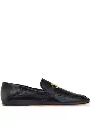 FERRAGAMO Buckle Leather Loafers - Black