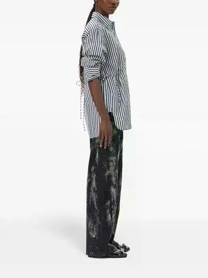 GANNI Striped Poplin Shirt - Black