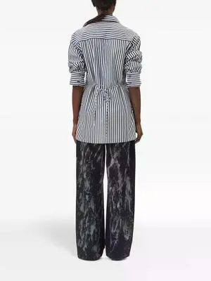 GANNI Striped Poplin Shirt - Black