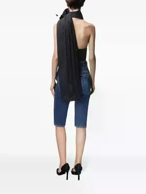 AREA Floral Appliqué Halter Top