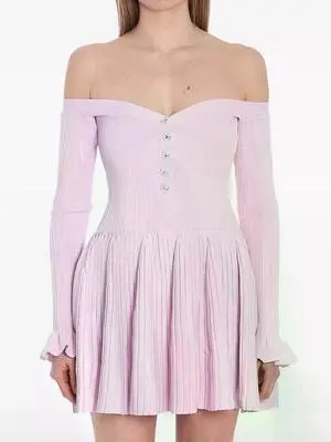 SELF-PORTRAIT Ribbed Mini Dress - Pink