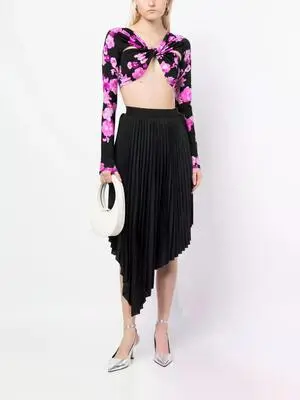 Coperni Floral-print Cropped Top - Black