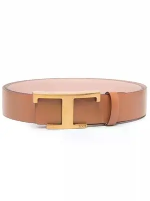TOD'S Logo-buckle Leather Belt - Brown