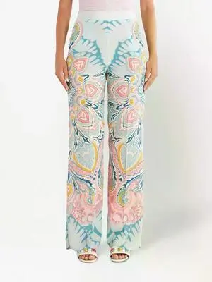 Etro Paisley-print Satin Trousers - Blue