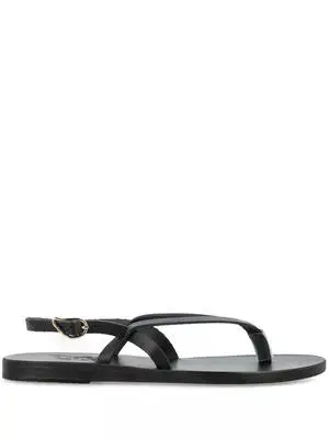 ANCIENT GREEK SANDALS Synthesis Flat Leather Sandals - Black