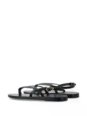 ANCIENT GREEK SANDALS Synthesis Flat Leather Sandals - Black