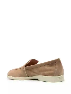 Santoni Almond Suede Loafers - Brown