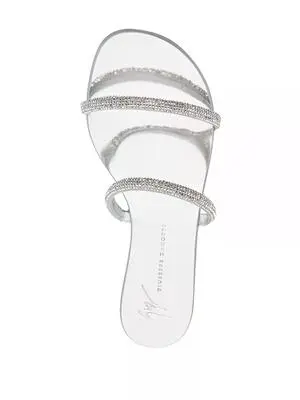 GIUSEPPE ZANOTTI Crystal-embellished Leather Sandals - Silver