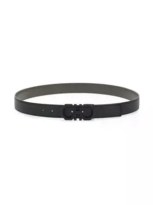 FERRAGAMO Logo-buckle Leather Belt - Grey