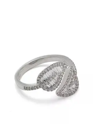 ANITA KO 18kt White Gold Diamond Leaf Ring - Silver