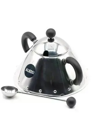 ALESSI Logo-print Sugar Bowl & Spoon Set - Silver