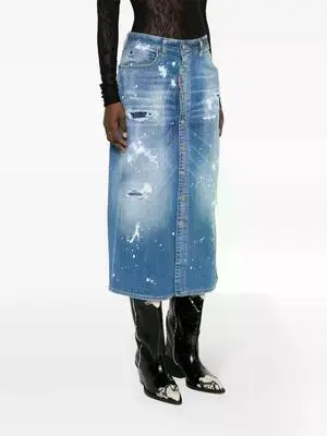 Dsquared2 Distressed-effect Denim Midi Skirt