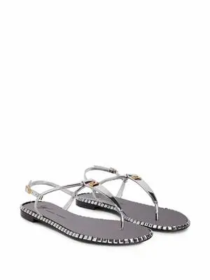 GIUSEPPE ZANOTTI Bellatriks Leather Sandals - Silver