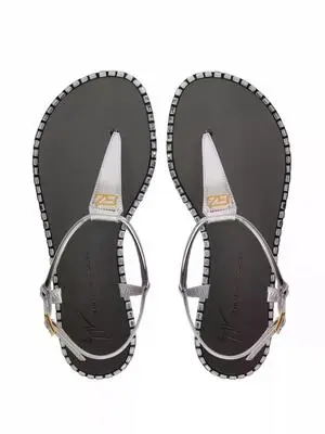 GIUSEPPE ZANOTTI Bellatriks Leather Sandals - Silver