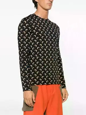 MARINE SERRE Regenerated Crescent Moon Print Second Skin Top - Black