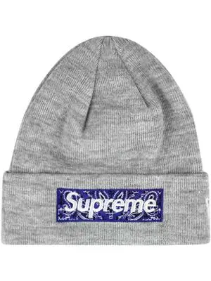 Supreme X New Era Box Logo Knitted Beanie - Grey