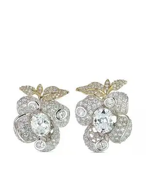 ANABELA CHAN 18kt Yellow And White Gold Blossom Diamond Earrings - Silver