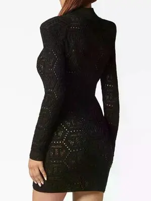 Philipp Plein Monogram Pointelle-knit Minidress
