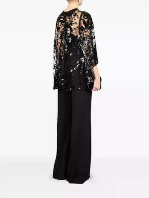 Elie Saab Embroidered Cape Detail Jumpsuit