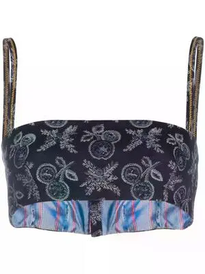Etro Patterned-jacquard Bralette - Blue
