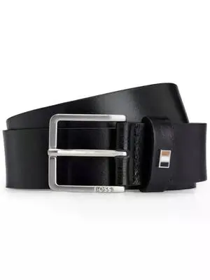BOSS Logo-plaque Leather Belt - Black