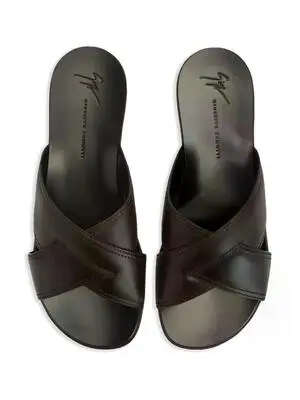 GIUSEPPE ZANOTTI Flavio Crossover-straps Leather Sandals - Brown