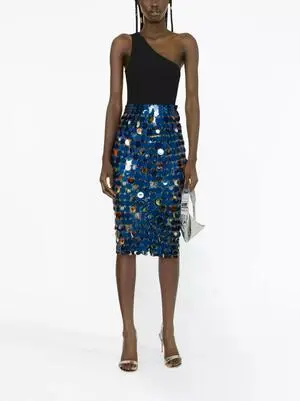 Rabanne Paillette-chainmail Pencil Midi Skirt