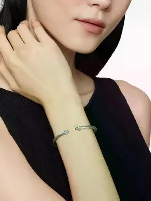 David Yurman Sterling Classic Cable Diamond And Topaz Bracelet